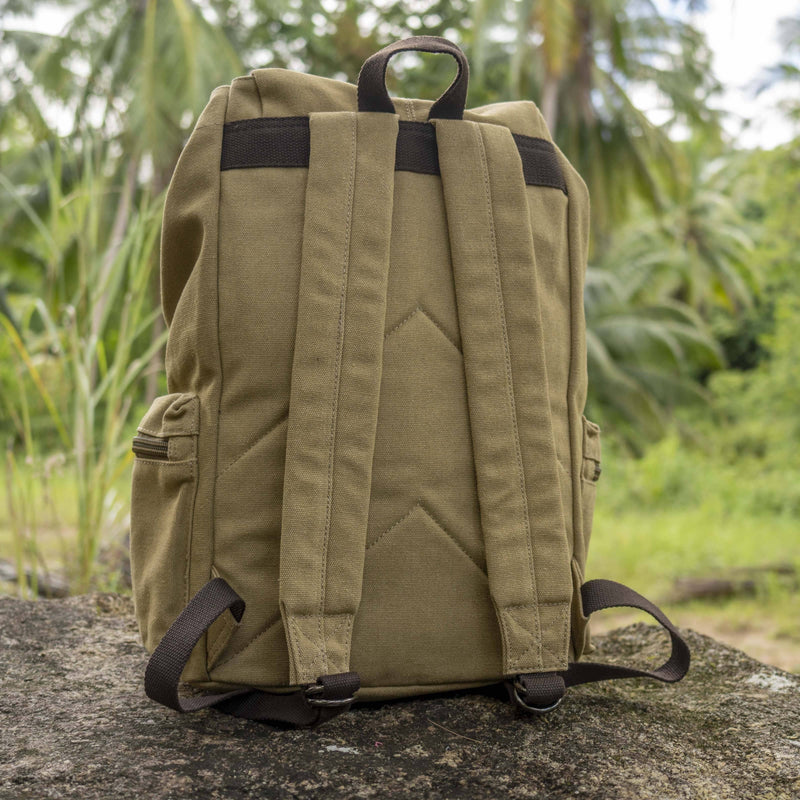 grosser lässiger Canvas Rucksack mit Riemen in beige – Sanuka